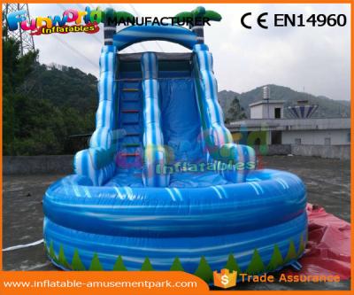 Cina scorrevole blu della palma dello scivolo gonfiabile commerciale della tela cerata del PVC di 0.55mm con lo stagno in vendita
