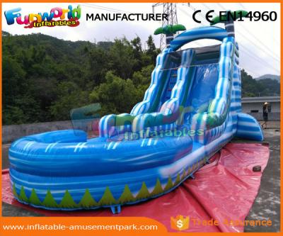 Cina scorrevole blu della palma dello scivolo gonfiabile commerciale della tela cerata del PVC di 0.55mm con lo stagno in vendita