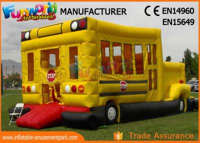 China Ônibus escolar inflável interativo personalizado da corrediça do leão-de-chácara dado forma à venda