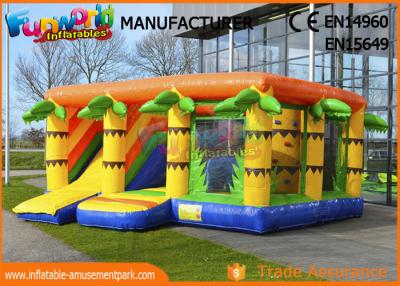 China durable Inflatable Amusement Park Climbing Wall Jungle Bouncer With Slide 6.8 * 7.2 m for sale