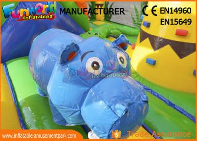 China durable Inflatable Amusement Park Climbing Wall Jungle Bouncer With Slide 6.8 * 7.2 m for sale