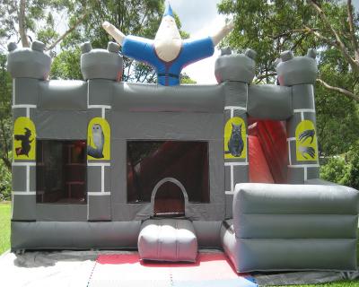 China Wizard Combo Slide Inflatable Commercial Bouncy Castles Anime Design 1 Year Warranty for sale