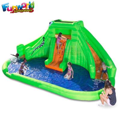 China Green Tarpaulin TUV Outdoor Inflatable Water Slides for sale