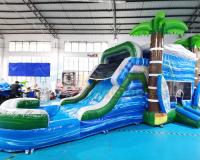 China Palm Tree Inflatable Bouncer Slide 110kg Capacity Commercial Grade PVC for Backyard for sale