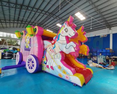 China OEM Unicorn Carriage Castle Inflatable Bounce House Combo for sale