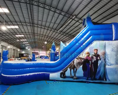 China Corrediça de água inflável de salto dobro congelada do leão-de-chácara com associação à venda