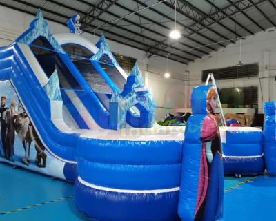 China Corrediça de água inflável de salto dobro congelada do leão-de-chácara com associação à venda