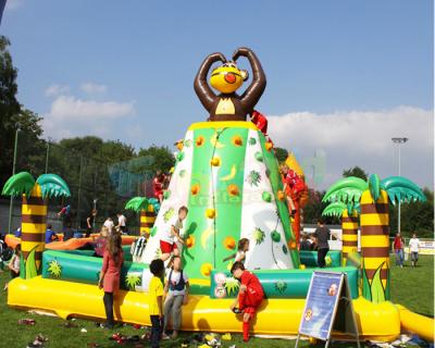 China Monkey Bounce House 0.55mm PVC Inflatable Climbing Wall for sale