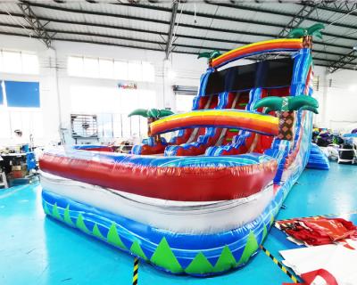 中国 二重側面の虹の警備員幼稚園のための屋外の膨脹可能な水スライド 販売のため