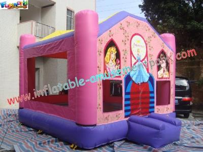 中国 inflatable Moonwalk Commercial Bouncy 0.55mm ポリ塩化ビニールの防水シートの子供のピンクの王女の城 販売のため