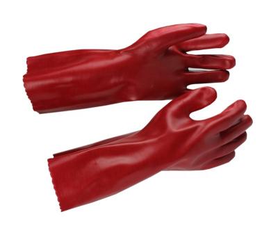 Cina Il PVC rosso del polsino della sicurezza ha immerso i guanti resistenti chimici 18