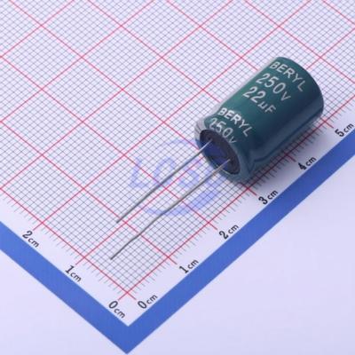 China Miniature Aluminum Electrolytic Capacitors BERYL Electronic Tech RD250M220LO13*21D-1A3C Rated 160 to 500V DC High Ripple Current for sale
