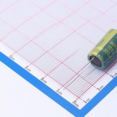 China Radial Aluminum Capacitor 100uF 100V BERYL Electronic Tech RJ100M101LO10*16TH-2A1Et Green PET Sleeve for sale