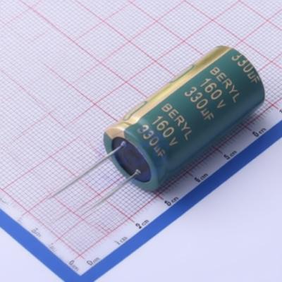 China Miniature Aluminum Electrolytic Capacitors with Wide Voltage Range 160 to 500V DC BERYL Electronic Tech HD160M331LO18 36TH 2A1E for sale