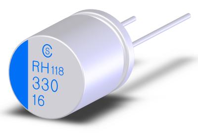 China Conductive Polymer Aluminum Solid Capacitors Chinsan URH1A561MNN1012U with Low ESR and High Ripple Current for sale