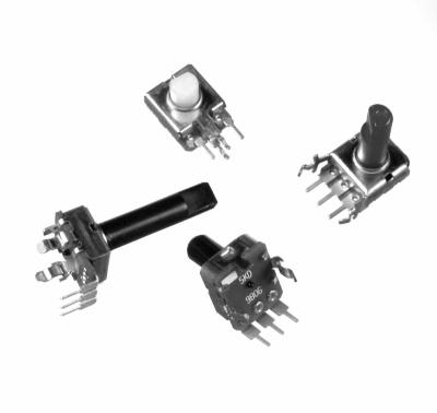 China 12mm Diameter Rotary Potentiometer CTS 296XD104B1N Series 296 Carbon Composition with Detent and Snap In Bracket for sale