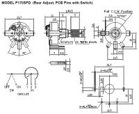 China Durable panel potentiometer TT Electronics P170SPD-C15BR10K with conductive plastic element and switch option for sale
