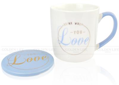 Cina grado amichevole eco- della glassa blu su ordinazione ab delle tazze da caffè 12OZ con stile dell'oro in vendita