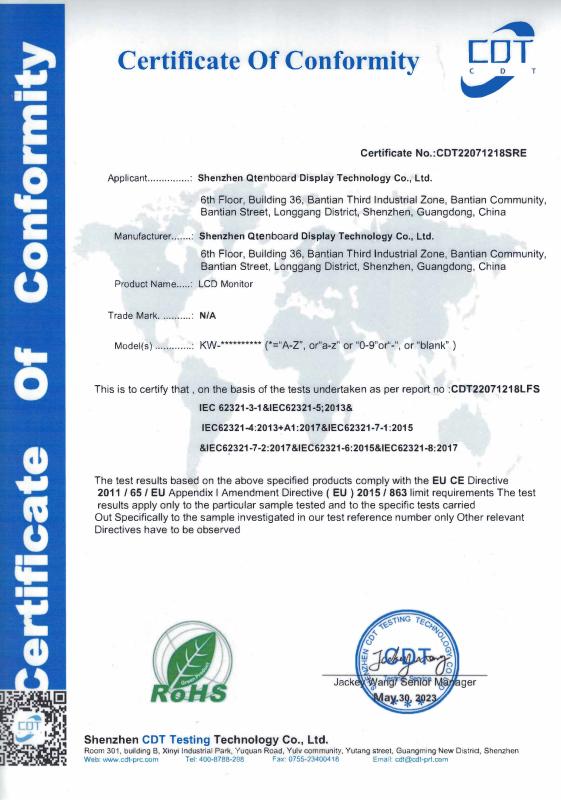 RoHS - Shenzhen Qunmao Display Technology Co., Ltd.