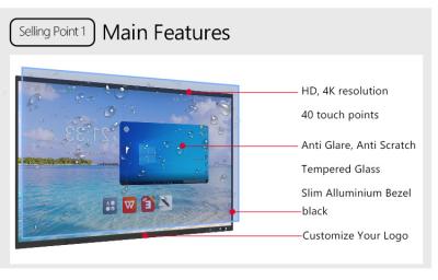 China 65 75 86 Inch Android 14 Whiteboard Interactive Smart Whiteboard Interactive Touch Panel for sale