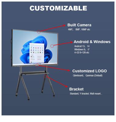 China Qtenboard 4K Touch Screen Interactive Smart Board with Multi-User Collaboration for Classroom and Office in 55-110 Inch Sizes for sale
