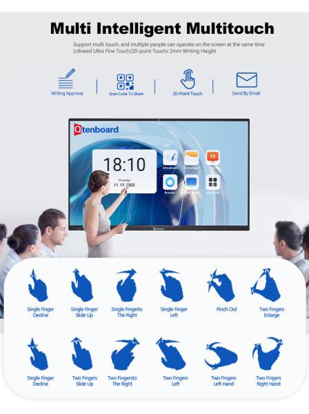Quality Teaching Software Android 14 System Pen Finger Touch Interactive Smart Board for sale
