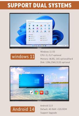 중국 311D2 칩 내장 안드로이드 옵션 OPS Windows PC OCR 화이트보드 소프트웨어 무료 보안 기능 인터랙티브 플랫 패널 판매용