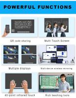 China 65 Inch 4K Interactive Whiteboard with Android 14.0 and AI Functionality for Smart Classrooms and Meetings for sale