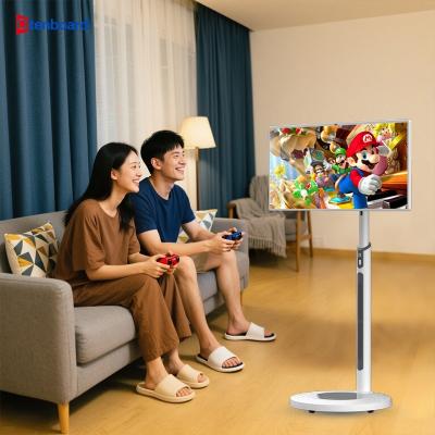 China Qtenboard 24 32 Inch Wireless Recharging Movable Monitor Vertical LCD Stand by Me Portable Touch Screen Smart Tv with Wheels for sale