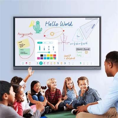 Cina 75 pollici 4K HD Interattivo Smart Board Touch Screen Tabelle digitali Ausili didattici Sistema doppio Android Win11 per scuola / ufficio in vendita