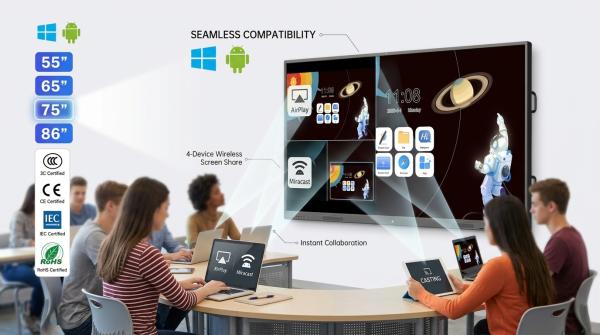 Quality 110 Inch Wireless Casting 4K Smart Interactive Whiteboard QM-110HY with Multi for sale