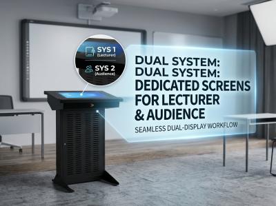 China Qtenboard 21.5 inch FHD Touch Screen Digital Podium with Windows 11 and Android 12 Dual System and 10-point Capacitive Touch for Smart Classrooms for sale