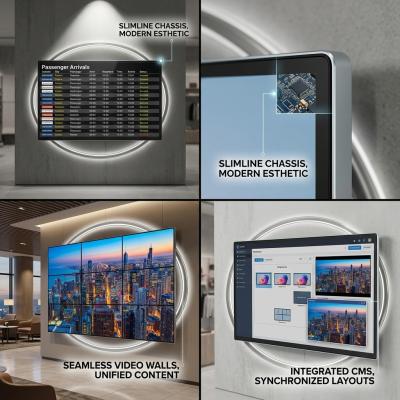 China 65 Inch 4K UHD Ultra-Narrow Bezel Digital Signage Display for Video Wall and Commercial Advertising for sale