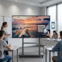 China 65 Inch 4K Interactive Smart Board QM-65HY Mobile Stand Bundle Classroom Accessibility Display for sale
