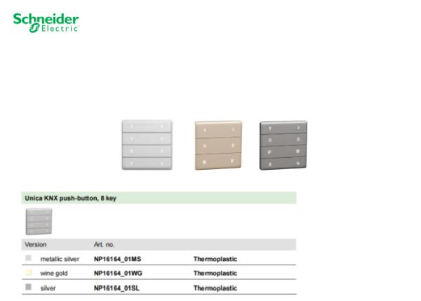 China Schneider Unica KNX Push Button 8 Key NP16164_01 supplier
