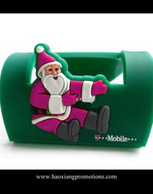 China Santa Claus Design gifts soft pvc mobile phone holder for sale