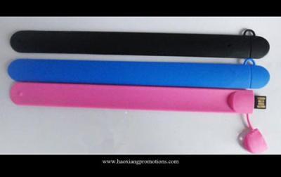 China Factory directly custom design silicone slap bracelet /slap wristband / slap band with USB for sale