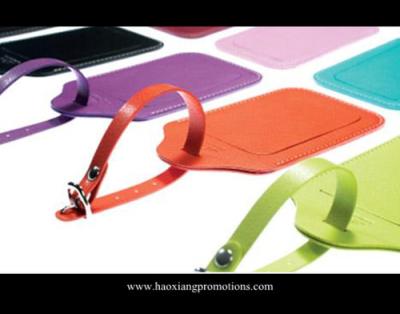 China Different Colors Unique Bag PU Leather Luggage Tags For Travelling for sale
