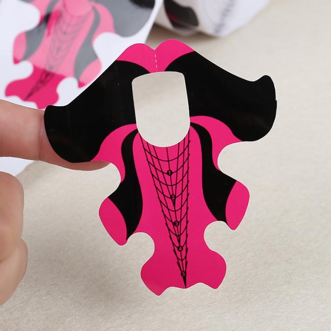 Private Label 300 Pieces Nail Art Form Holographic Extension Thick Papers Dual Nail Sculpture Forms