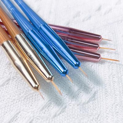 China Plastic nylon Handle Material Plastic 3PCS/set Nail Art Liner Brush Set with Custom Logo for sale