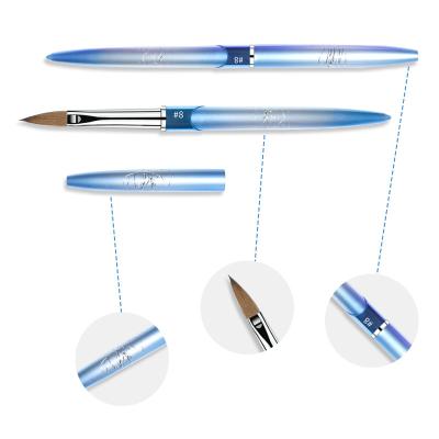 China Germany Custom Soft Thick Wholesale Design Personalized Size 8 Metal 100% Pure Kolinsky Acrylic Nail Art Brush for sale