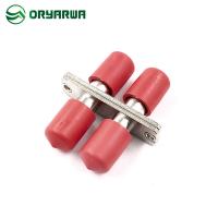 China Multimode Flange Duplex  ST Fiber Optic Adapter With Red Dust Cap for sale