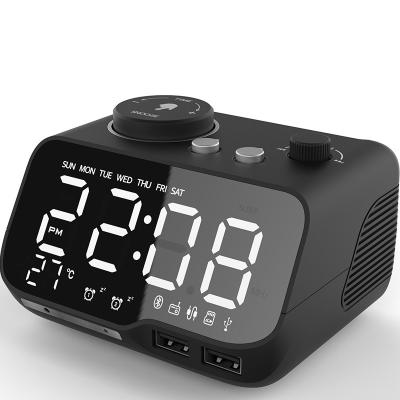 China Mirror LCD Display Portable Alarm Clock Radio With Bluetooth TF Card for sale