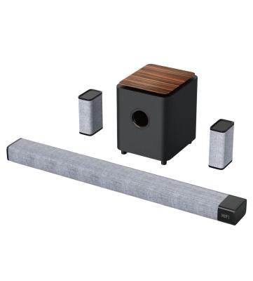 China 230W Ausgang Graue Holzfarbe Wireless Bluetooth Soundbar mit drahtloser Verbindung zu verkaufen