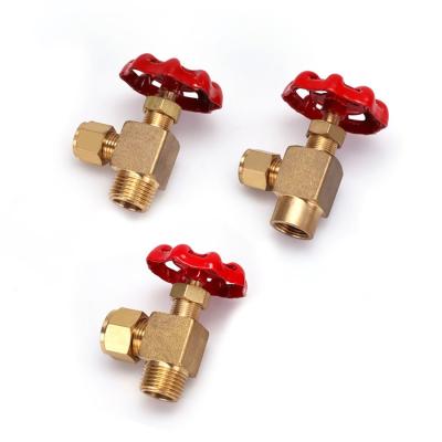 China Brass Compression Type Angle Needle Valve BSP NPT Male Thread High Pressure Needle Regulating Valve for Instrument Tubing for sale