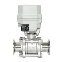 Quality Etrany Tri-clamp 3-piece SS304 3/4'' 2-way BSP/NPT Electric Ball Valve for Water for sale