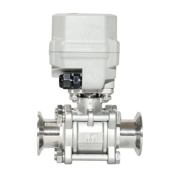 Quality Etrany Tri-clamp 3-piece SS304 3/4'' 2-way BSP/NPT Electric Ball Valve for Water High Temperature Applications 1 Year Warranty for sale