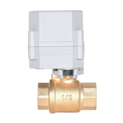 China DC5V 1/2'' Brass Electric 2-way Motorized Ball Valve Flow Control Device High Temperature for Water Heating Oil & Gas for sale