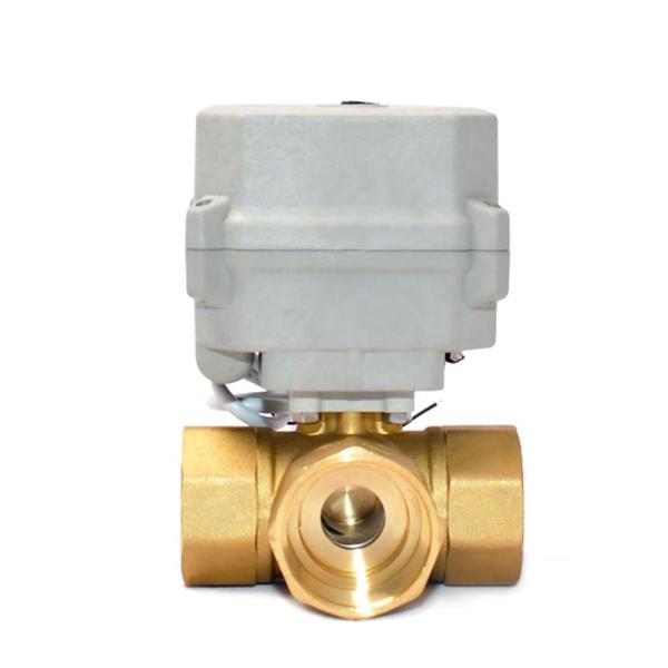 Quality Etrany 1 1/4in NPT Brass CR202 DC9-24V Motorized 3way Electric Ball Valve Water Fluid Control High Temperature for sale