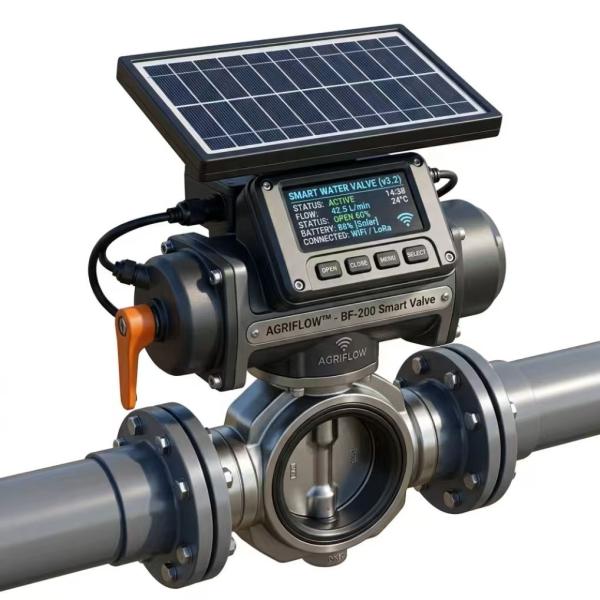 Quality Smart Butterfly Electric Water Valve Solar Panel Digital Screen Control for for sale